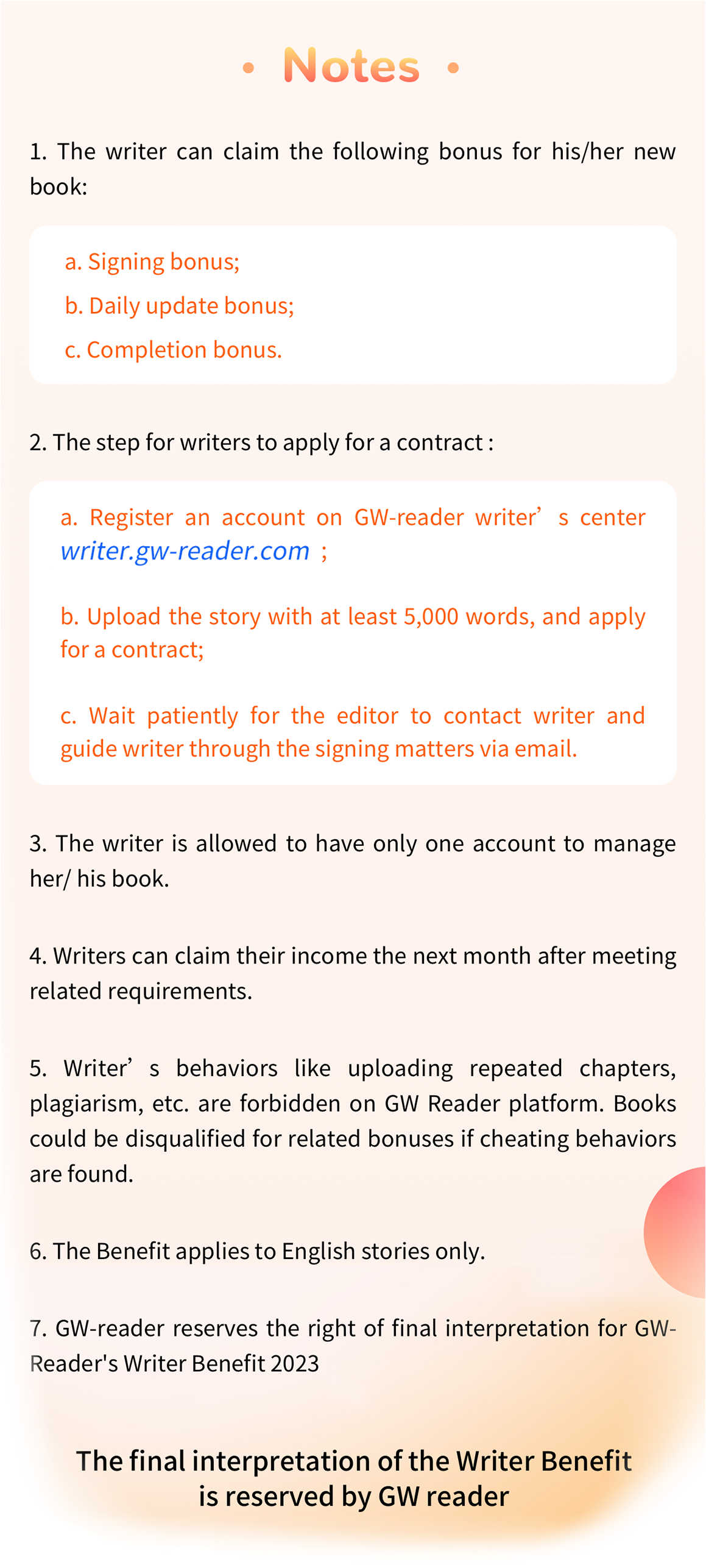 Writer Benefit Plan